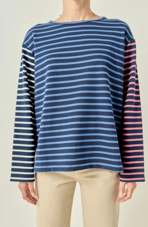 English Factory Mixed Stripe Top