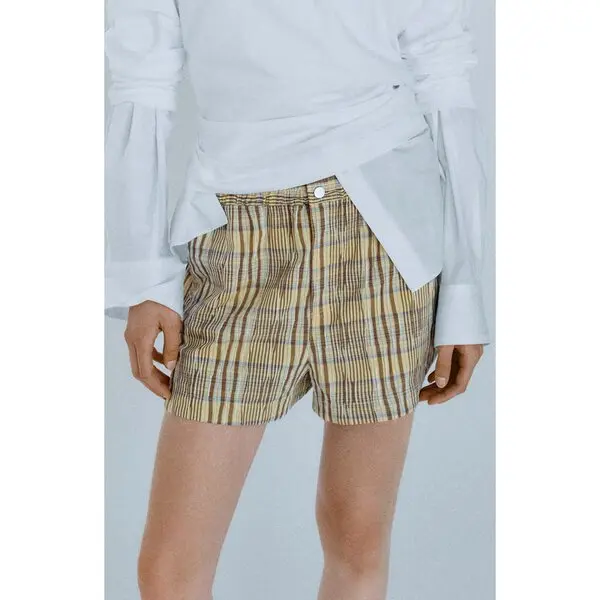 Mango Jollie Plaid Shorts - Yellow/brown
