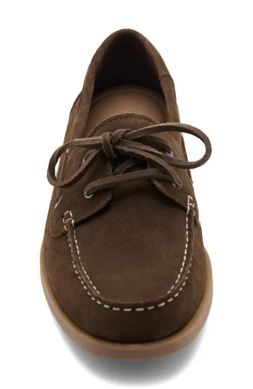 Mango Suede Boat Shoes With Lace Up Closure - Brown