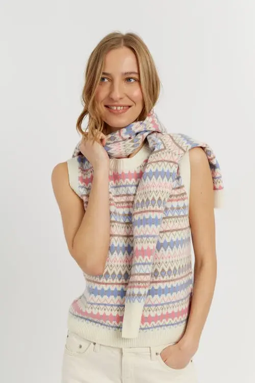 Chinti & Parker Wool-cashmere Fair Isle V-neck Tank