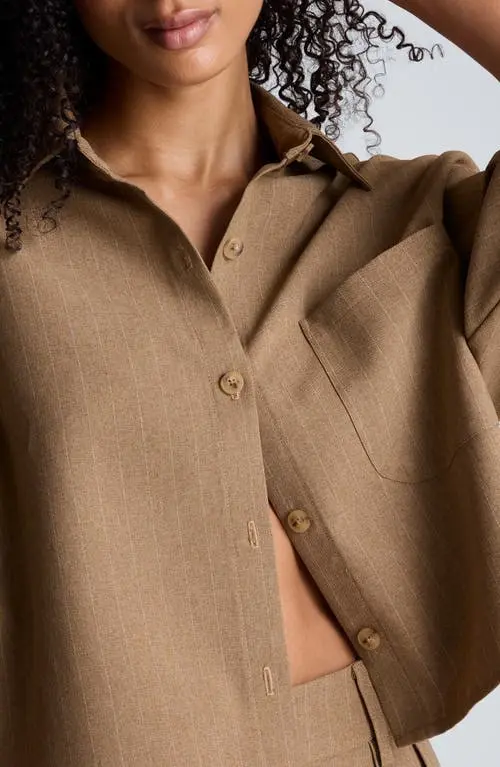KENNETH COLE Pinstriped Oversized Cropped Shirt