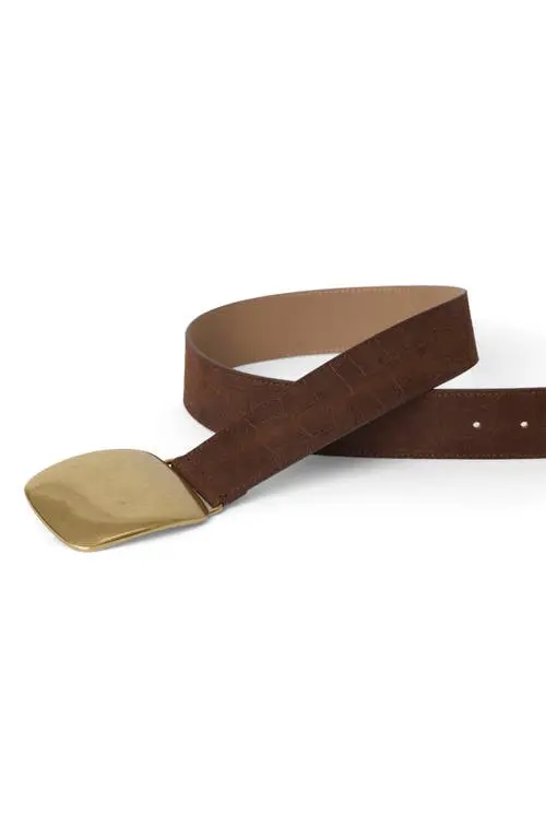B-low The Belt Leighton Croc Embossed Leather Belt - Brunette Brass