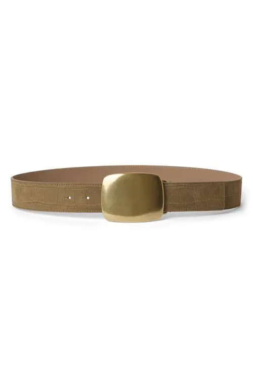B-low The Belt Leighton Croc Embossed Leather Belt - Dk. Moss Brass