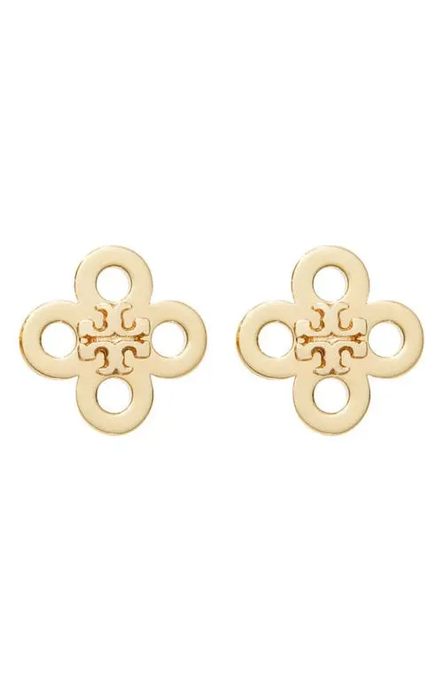 Tory Burch Forget Me Not Clover Stud Earrings - Tory Gold