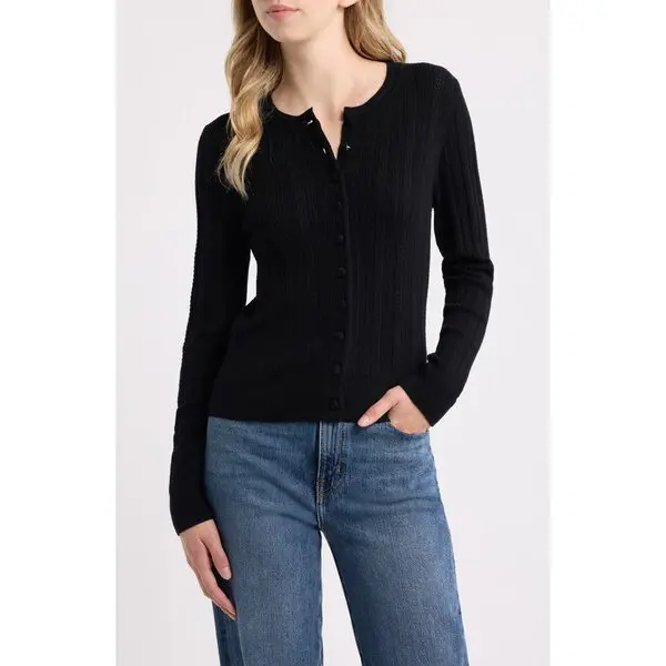 Rag & Bone Rhodes Wool Crewneck Cardigan - Black