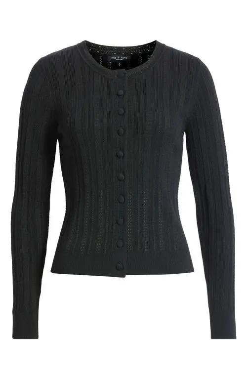 Rag & Bone Rhodes Wool Crewneck Cardigan - Black