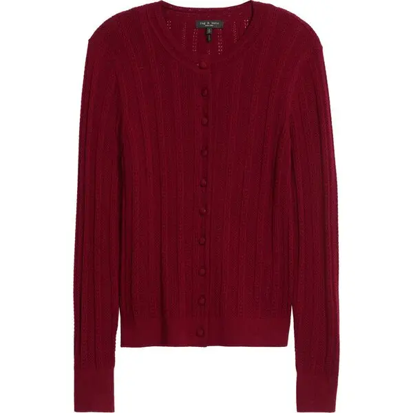 Rag & Bone Rhodes Wool Crewneck Cardigan - Pomegranite