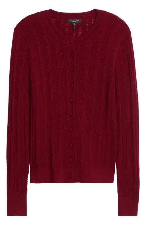 Rag & Bone Rhodes Wool Crewneck Cardigan - Pomegranite