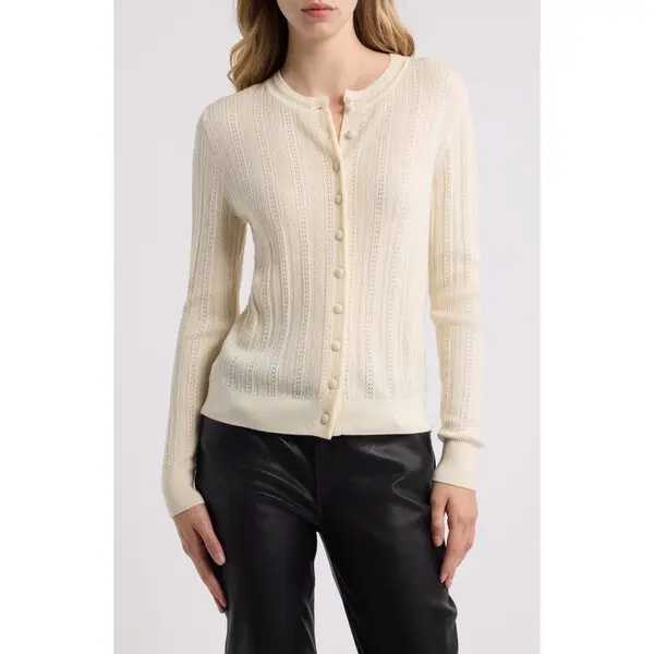 Rag & Bone Rhodes Wool Crewneck Cardigan - White