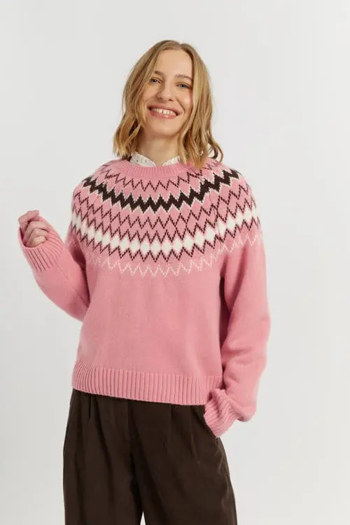 Chinti & Parker Wool-cashmere Fair Isle Sweater - Salmon
