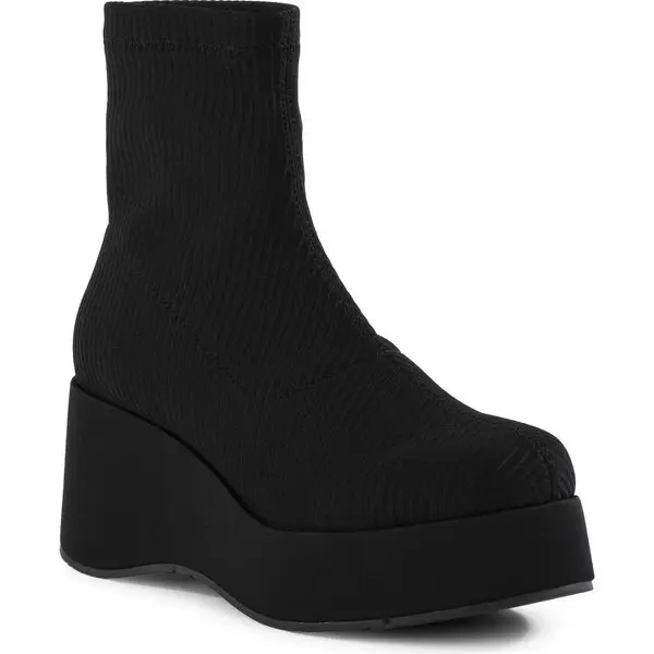 Bc Footwear Koko Ribbed Stretch Wedge Bootie
