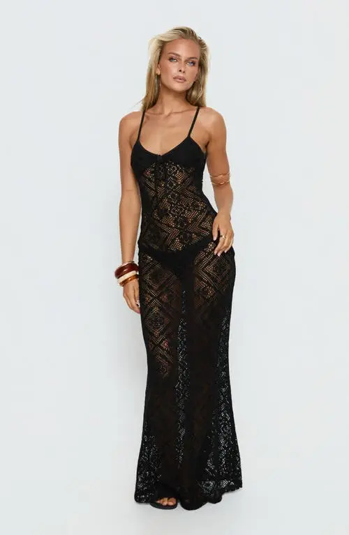 Princess Polly Eminent Semisheer Open Stitch Maxi Dress