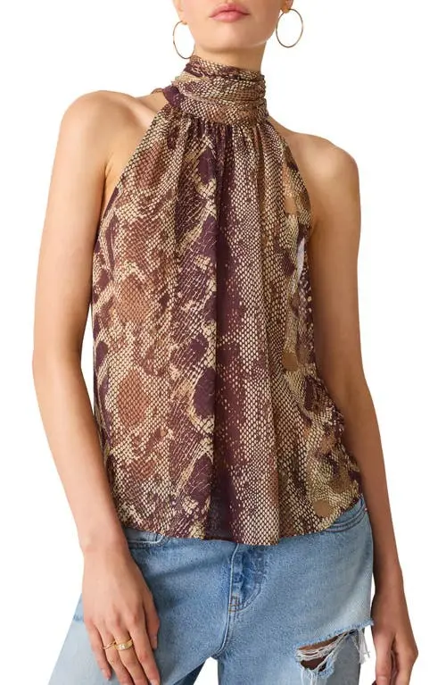 Steve Madden Alexane Print Sleeveless Top - Bronze
