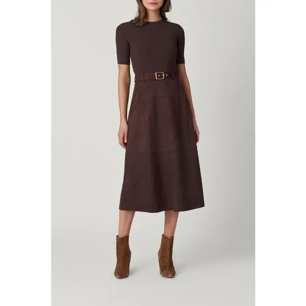 Shoshanna Suede Knit Mixed Media Mimi Dress