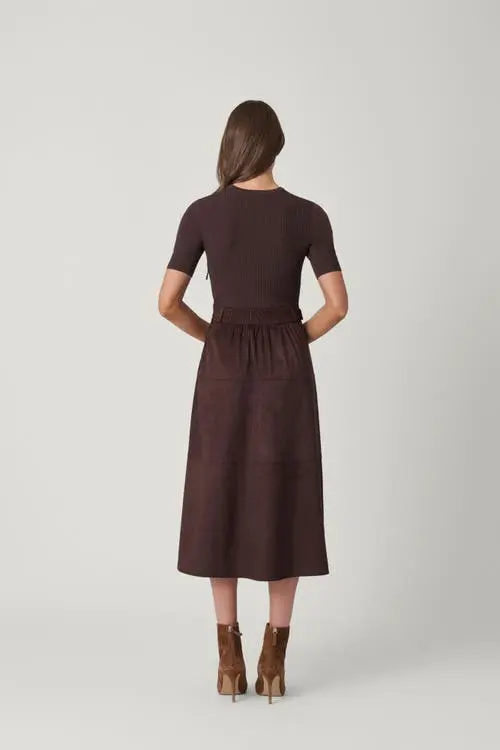 Shoshanna Suede Knit Mixed Media Mimi Dress