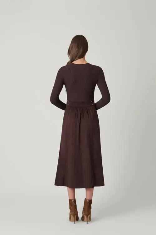 Shoshanna Suede Knit Mixed Media Cleo Dress