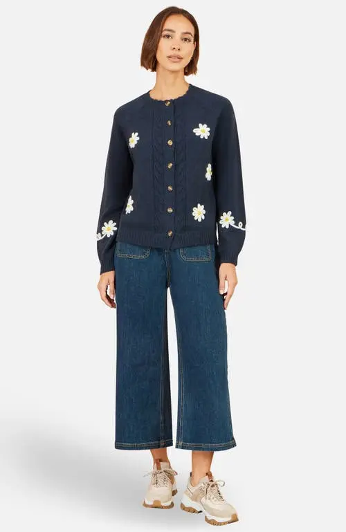 YUMI Daisy Applique Cardigan
