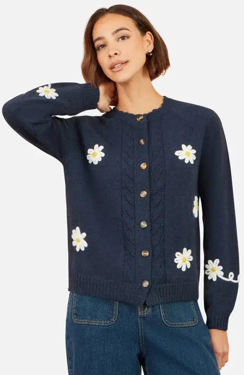 YUMI Daisy Applique Cardigan