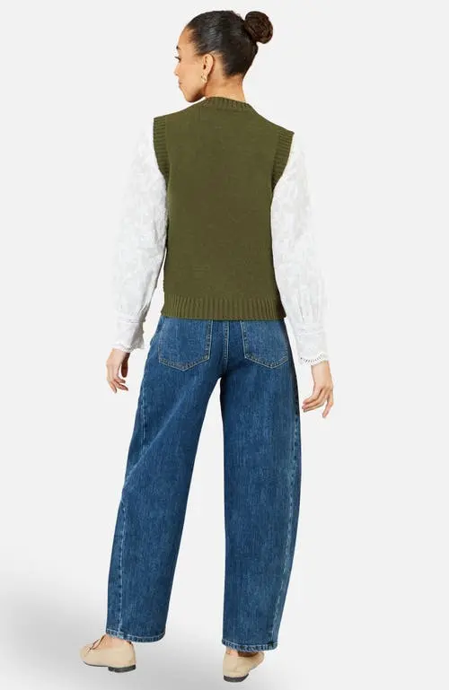 YUMI Flower Appliqué Knit Tank