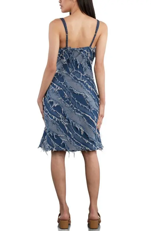 WASH LAB DENIM Frayed Denim Slip Dress - Dark Denim Stitch