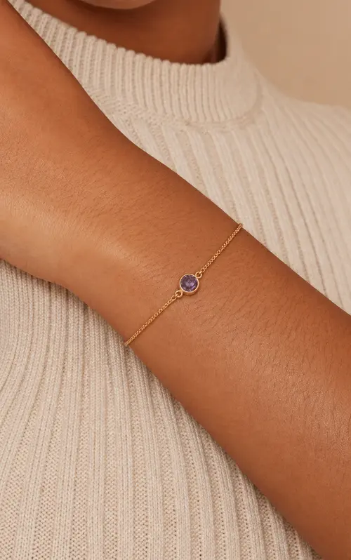 LABANTE LONDON Amethyst Glow 18k Gold Plated Sterling Silver Stackable Bracelet