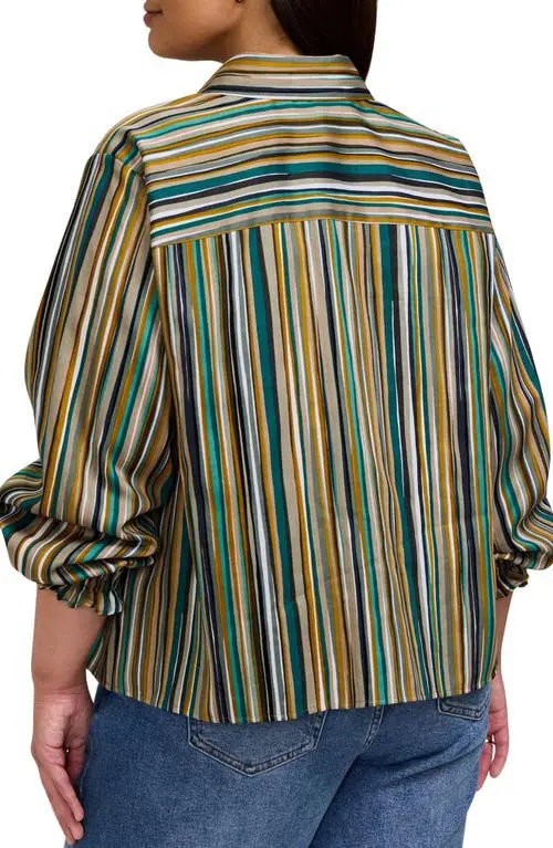 Foxcroft Vivienne Stripe Cotton Poplin Button-up Shirt