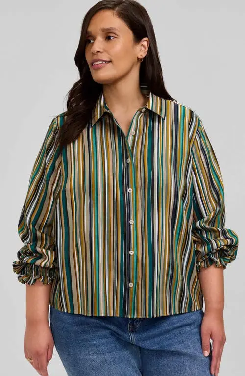 Foxcroft Vivienne Stripe Cotton Poplin Button-up Shirt