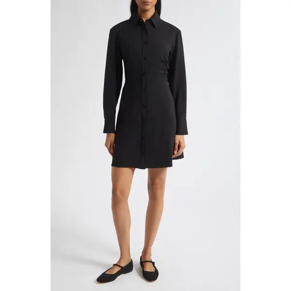 Veronica Beard Shiloh Ruched Shirtdress - Black