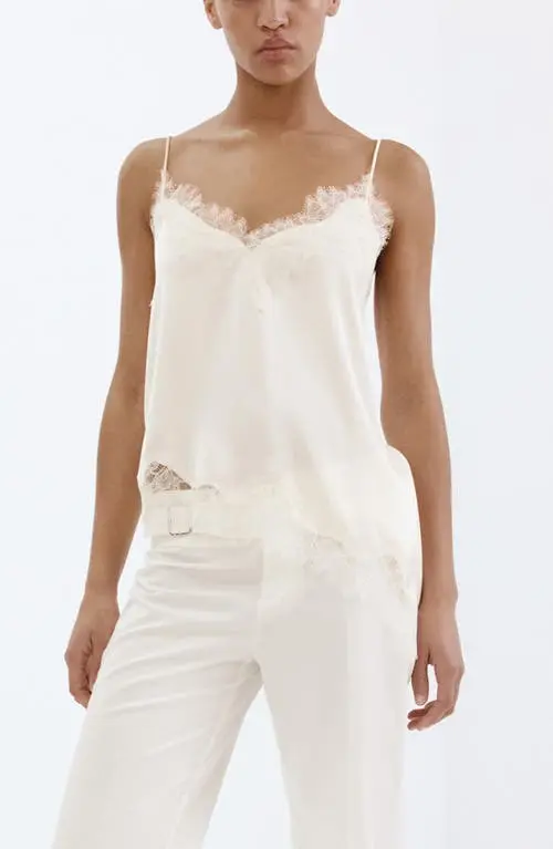 Mango Asymmetrical Lace Lingerie Top - Ivory White
