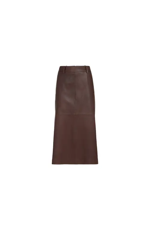 Brunello Cucinelli Polished Nappa Leather Pencil Skirt