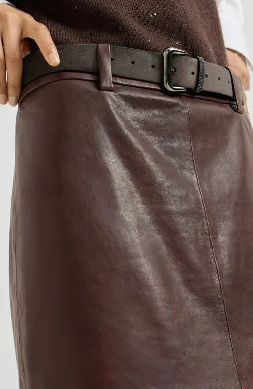 Brunello Cucinelli Polished Nappa Leather Pencil Skirt