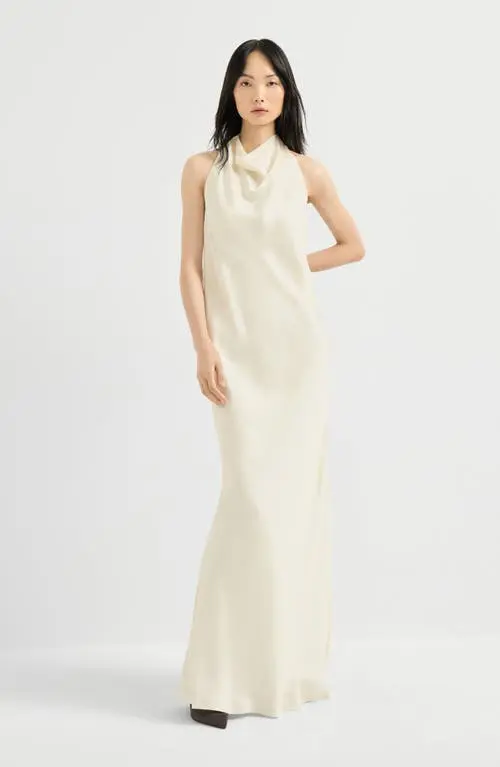 Brunello Cucinelli Silk Satin Halterneck Dress