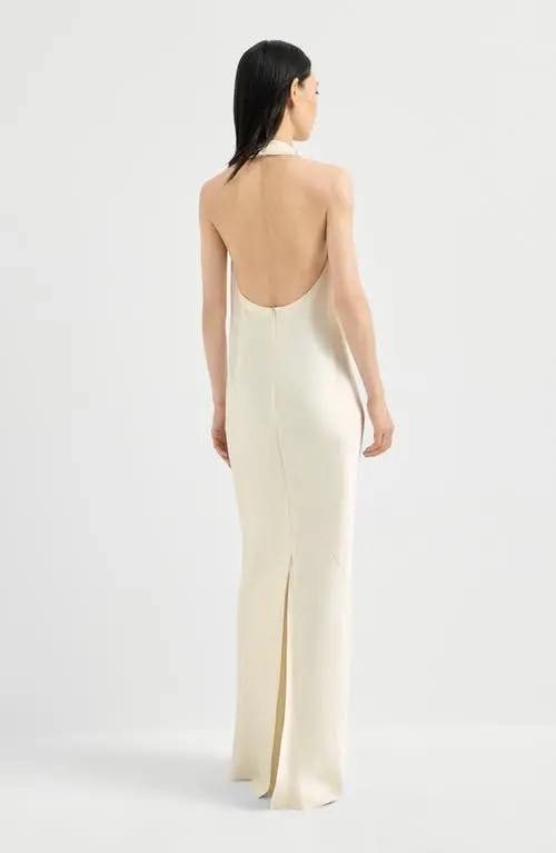 Brunello Cucinelli Silk Satin Halterneck Dress