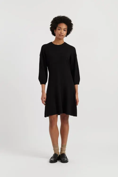 Chinti & Parker Wool-cashmere Wide-sleeve Dress - Black