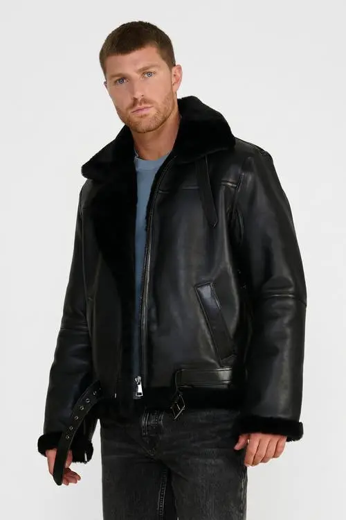 FURNIQ UK Leather Shearling Jacket