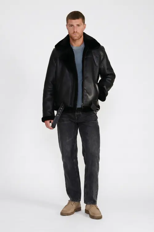 FURNIQ UK Leather Shearling Jacket