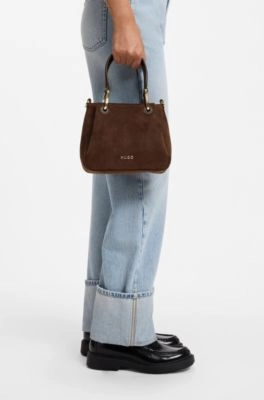 Hugo Faux Suede Tote Bag With Logo Lettering
