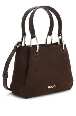 Hugo Faux Suede Tote Bag With Logo Lettering