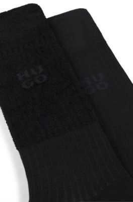 Hugo Two-pack Of Ribbed Cotton Socks In Velvet Yarn