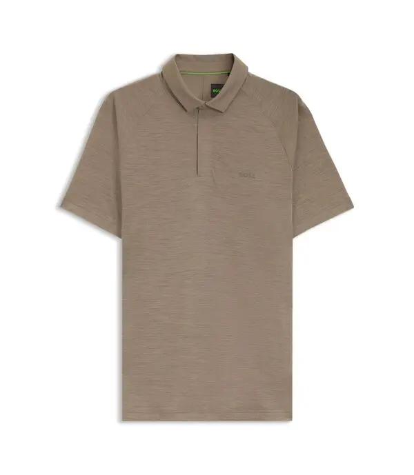 BOSS Wool-blend Slim-fit Polo Shirt With Concealed Placket