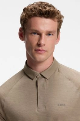 BOSS Wool-blend Slim-fit Polo Shirt With Concealed Placket