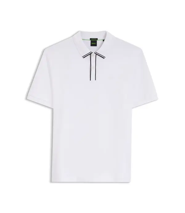 BOSS Striped-trim Polo Shirt In Interlock Cotton