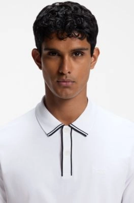 BOSS Striped-trim Polo Shirt In Interlock Cotton