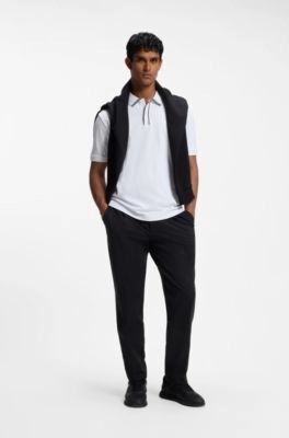 BOSS Striped-trim Polo Shirt In Interlock Cotton