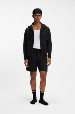BOSS Cotton Full-zip Hoodie With Striped Sleeves