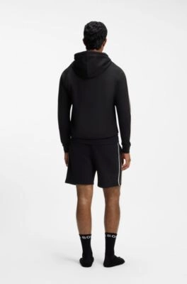 BOSS Cotton Full-zip Hoodie With Striped Sleeves
