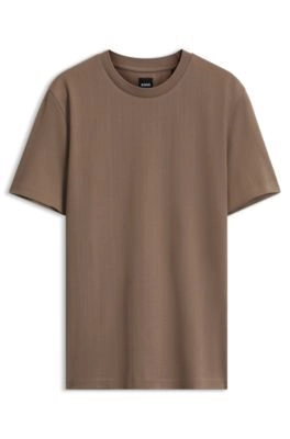 BOSS Corduroy-jacquard T-shirt In Mercerized Cotton