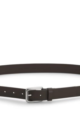 Hugo Leather Dress Belt With Logo-engraved Buckle