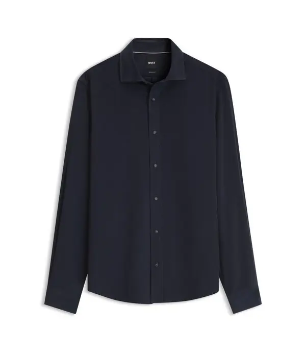 BOSS Regular-fit Shirt In Cotton Baby Corduroy - Light Blue