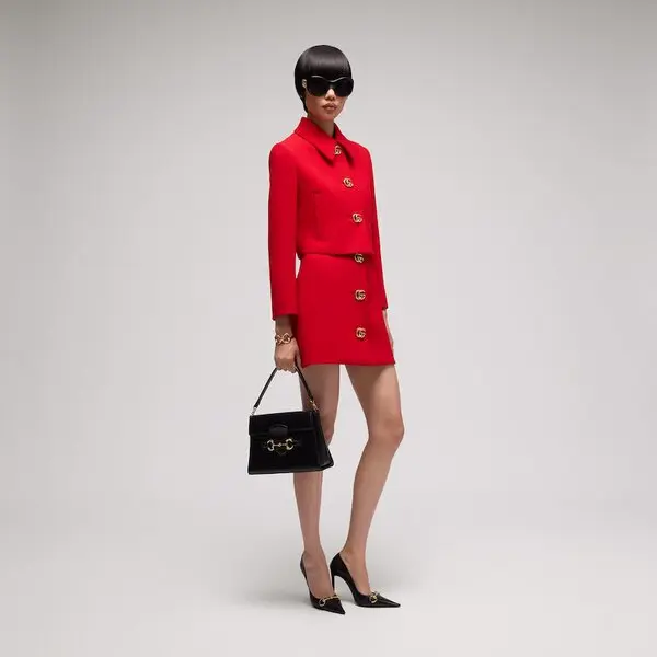 Gucci Crêpe Wool Skirt With Double G Button